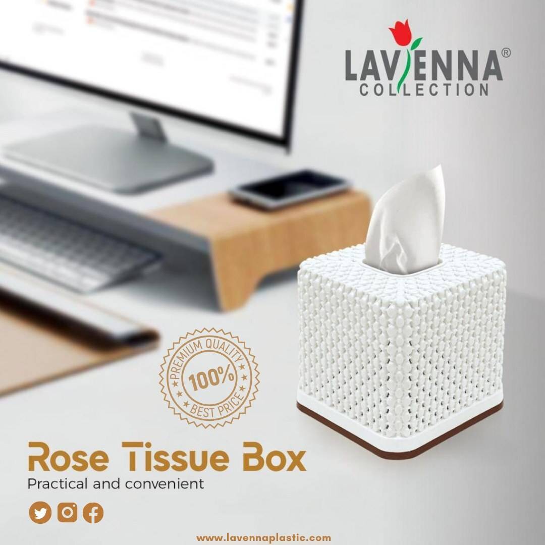Rose Square Tissue Roll Box - 1-Piece - Leyjao.pk