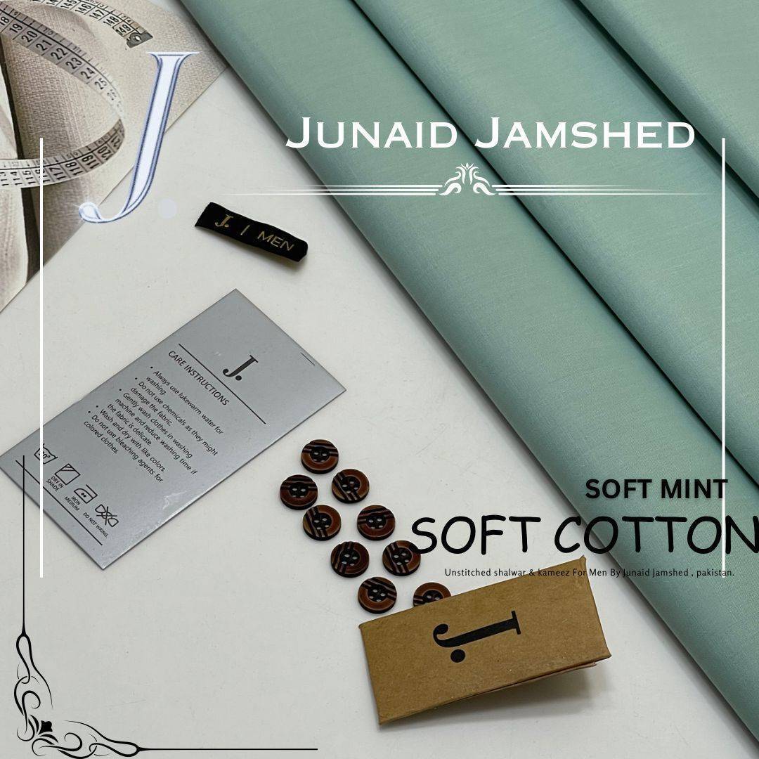 J. Junaid Jamshed Men Soft Cotton - Unstitched Suit - Creamsicle - Leyjao.pk