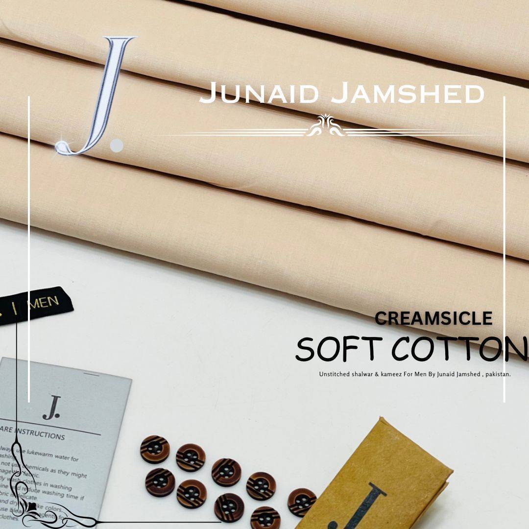 J. Junaid Jamshed Men Soft Cotton - Unstitched Suit - Creamsicle ...