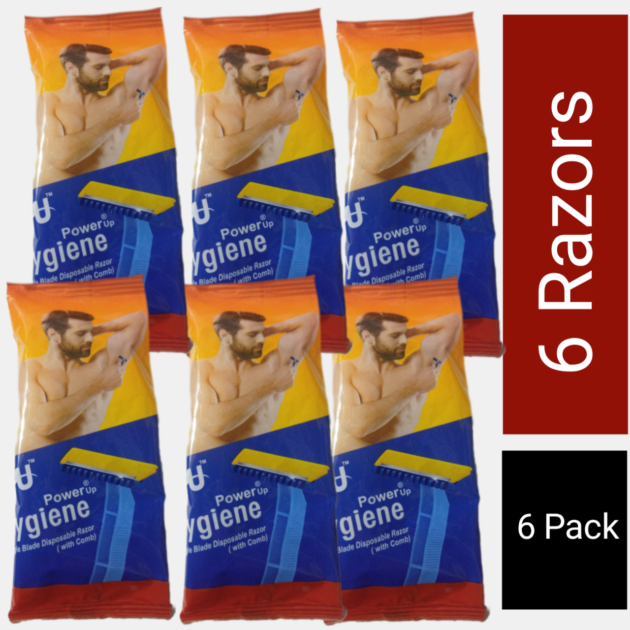 Pack Of 6 Pcs Single Blade Disposable Hygiene Razor With Comb - Leyjao.pk